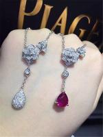 China Piaget  full diamonds red tourmaline rose  necklace of 18kt gold  with yellow gold or white gold for sale
