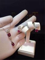 China Piaget full diamonds red tourmaline rose  earring of 18kt gold  with yellow gold or white gold for sale