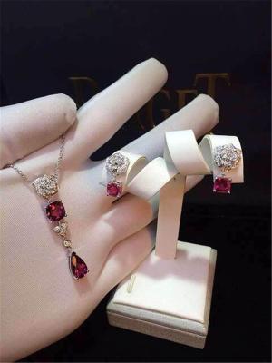 China Piaget full diamonds red tourmaline rose  earring of 18kt gold  with yellow gold or white gold for sale