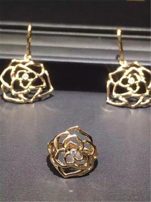 China Piaget diamonds of hollow  rose ring 18kt gold  with white gold or yellow gold for sale