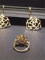 China Piaget diamonds of hollow  rose ring 18kt gold  with white gold or yellow gold for sale