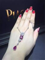 China Piaget  full diamonds red tourmaline rose  necklace of 18kt gold  with yellow gold or white gold for sale