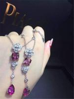 China Piaget  full diamonds red tourmaline rose  necklace of 18kt gold  with yellow gold or white gold for sale