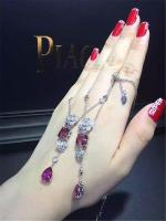 China Piaget  full diamonds red tourmaline rose  necklace of 18kt gold  with yellow gold or white gold for sale