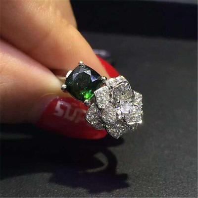 China Piaget  full diamonds green tourmaline rose  ring of 18kt gold  with yellow gold or white gold for sale