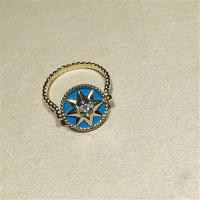 China diamonds of star disk ring 18kt gold  with yellow gold or white gold for sale
