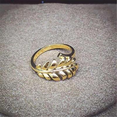 China feather ring 18kt gold  with yellow gold for sale