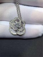 China full diamonds of camellia necklace 18kt gold  with yellow gold or white gold for sale