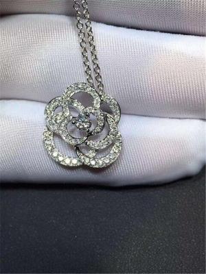 China full diamonds of camellia necklace 18kt gold  with yellow gold or white gold for sale