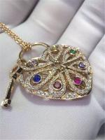 China full diamonds of seven colour love key necklace 18kt gold  with yellow gold or white gold or pink gold for sale