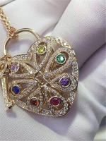 China full diamonds of seven colour love key necklace 18kt gold  with yellow gold or white gold or pink gold for sale