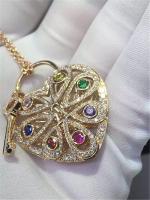 China full diamonds of seven colour love key necklace 18kt gold  with yellow gold or white gold or pink gold for sale