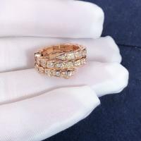 China Elegant  18K Gold  2 Row Diamonds Serpenti Viper Ring Diamond Ring Yellow Gold White Gold for sale