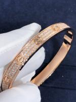 China Elegant Gorgeous Factory Made Car Tier 18k Yellow/White/Rose Gold And Natural Diamonds LOVE Bracelet, Diamond-Paved for sale