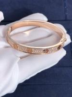 China Elegant Gorgeous Factory Made Car Tier 18k Yellow/White/Rose Gold And Natural Diamonds LOVE Bracelet, Diamond-Paved for sale