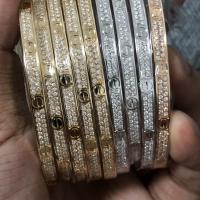 China High Quality Fashion Fine Jewelry Pure 18k Real Gold And Natural Vs Diamonds LOVE Bracelet, Small Model Paved for sale