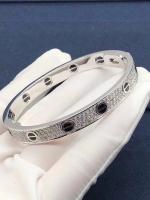 China Factory Custom Fine Jewelry 18k White Ogold LOVE Bracelet, Diamond-Paved, Ceramic Bracelet for sale