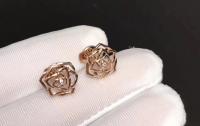 China Piaget brand jewelry 18kt  Rose earrings in 18K rose gold set with 2 brilliant-cut diamonds (approx. 0.01 ct). for sale