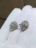 China Piaget brand jewelry 18kt  Piaget Rose earrings in 18K white gold set with 72 brilliant-cut diamonds (approx. 0.45 ct). for sale