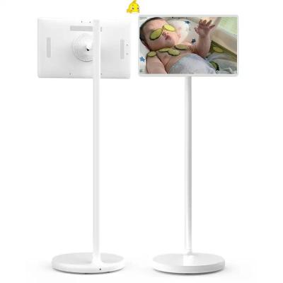 China 27 Inch Floor Standing Mobile TV with Adjustable Smart Stand, 4GB RAM 128GB Storage Android 12 Display for sale