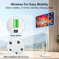 China 27 Inch Floor Standing Mobile TV with Adjustable Smart Stand, 4GB RAM 128GB Storage Android 12 Display for sale