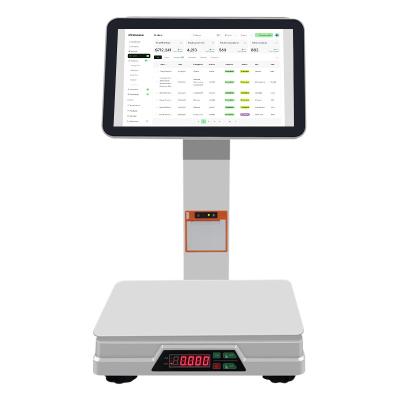 China 15.6+14 Inch Dual Screen POS Terminal with 30KG Weighing Pan, 58mm Thermal Printer and Intel N2840 Processor for sale
