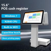 China 15.6+14 Inch Dual Screen POS Terminal with 30KG Weighing Pan, 58mm Thermal Printer and Intel N2840 Processor for sale