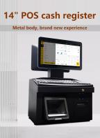 China 14-Inch Dual Touch Screen Windows 7 POS Terminal with i3 CPU, 4GB RAM, 64GB Storage and Built-in Printer for sale