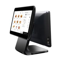 China 13.3/15.6 Inch Dual Touch Screen POS Terminal with Intel i3 CPU, 4GB RAM, 64GB Storage and Foldable Base for sale