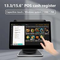 China 13.3/15.6 Inch Dual Touch Screen POS Terminal with Intel i3 CPU, 4GB RAM, 64GB Storage and Foldable Base for sale