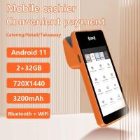 China 5.45 Inch Android 11 SoftPOS Handheld POS Terminal with 2GB RAM 32GB ROM NFC WiFi 58mm Printer for sale