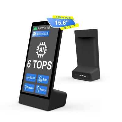 China 15.6 inch L Type Desktop Android 15 Tablet PC 1920x1080 Capacitive Touch Screen 10000mAh Octa Core WiFi NFC for Restaurant Ordering for sale