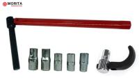 China Pipe Wrench Basin Wrench 260mm Forged Steel Tool with 15-32mm Jaw Capacity and Multiple Drive Inserts for sale