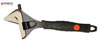 China Extra Wide Jaw Adjustable Pipe Wrench CR-V Steel 6-12 Inch Sizes with Metric Graduation and Soft Grip Handle for sale
