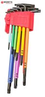 China 9-Piece CR-V Steel Torx Allen Key Set T10-T50 with Color-Coded Plastic Handles 71-178mm Length for sale