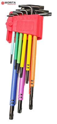 China 9-Piece CR-V Steel Torx Allen Key Set T10-T50 with Color-Coded Plastic Handles 71-178mm Length for sale