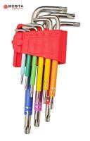 China 9-Piece CR-V Steel Torx Allen Key Set T10-T50 with Color-Coded Plastic Handles 71-178mm Length for sale