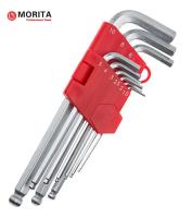 China 9-Piece Ball End Allen Key Set CR-V Steel 1.5mm-10mm with 25° Angled Screwing and Plastic Holder for sale