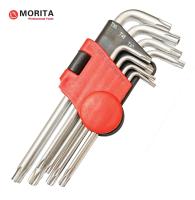China 9-Piece CR-V Steel Torx End Allen Key Kit with Plastic Holder - T10 to T50 Tamper Proof Screwdriver Set for sale