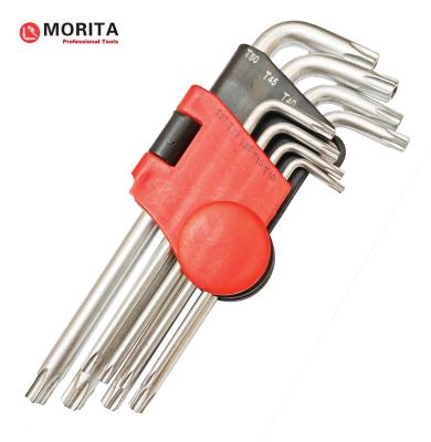 China 9-Piece CR-V Steel Torx End Allen Key Kit with Plastic Holder - T10 to T50 Tamper Proof Screwdriver Set for sale