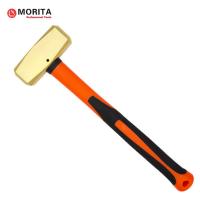 China Non-Sparking Brass Stone Hammer with Fiberglass Handle 500g-5000g Die-Forged Corrosion Resistant Safety Tool for sale