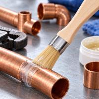 China 25mm Brush Length Flux Brush Wooden Handle for Plumbing Pipe Joint Preparation for sale