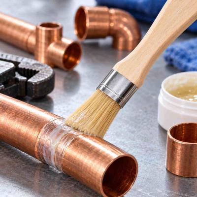 China 25mm Brush Length Flux Brush Wooden Handle for Plumbing Pipe Joint Preparation for sale