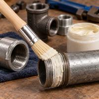 China Durable Aluminium Ferrule Flux Brush Wooden Handle for Pipe Thread Application for sale