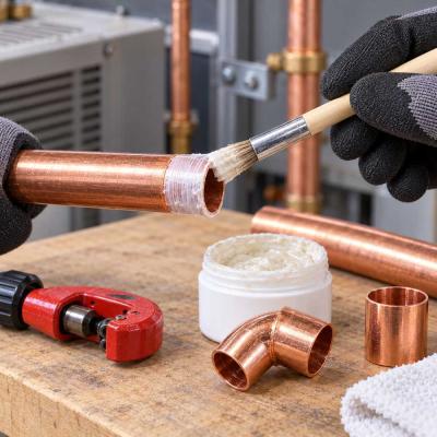 China Smooth Sanded Natural Wood Handle Flux Brush for HVAC Piping Installation for sale