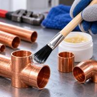 China Black Bristle Aluminium Ferrule Flux Brush Wooden Handle for Pipe Fitting Application for sale