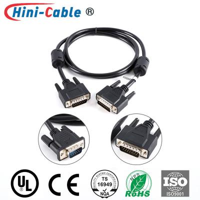 China D-SUB 15Pin Cable Male 28AWG With Magnet Rings Anti Interference for sale