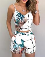 China Women'S Hot Shorts Printed Blouse Set Summer 2 Piece Outfit With Wool Fabric for sale
