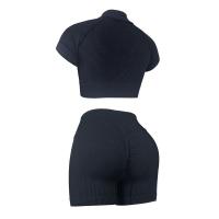 China Notched Collar Women Yoga Set Sports Clothing Tights Sportswear Workout Clothes Gym Shorts Suit for sale