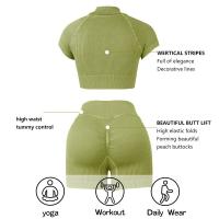 China Notched Collar Women Yoga Set Sports Clothing Tights Sportswear Workout Clothes Gym Shorts Suit for sale